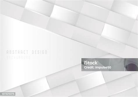 그라데이션 흰색 및 회색 템플릿의 흰색 사각형 패턴의 추상적 배경입니다 기술 중복 디자인 용지 컷 배경 일러스트 벡터 가리기에 대한 스톡 벡터 아트 및 기타 이미지 Istock