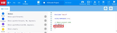 Using The C Autocomplete Feature In Vexcode V5 Vex Library