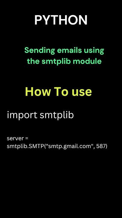 Python Sending Email Using The Smtplib Module Youtube