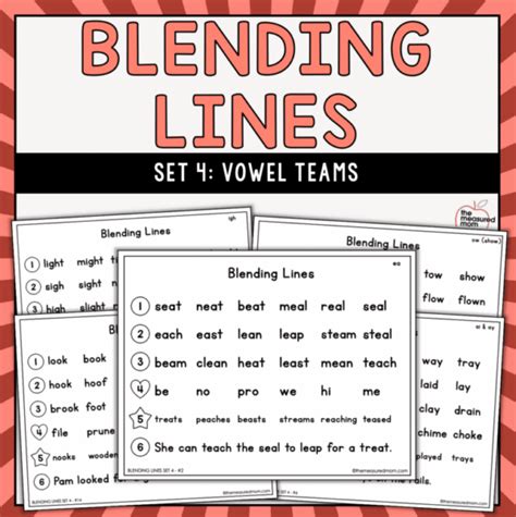 Blending Lines For Vowel Teams The Measured Mom