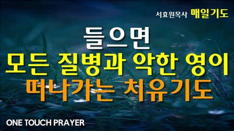 들으면 모든 질병과 악한 영이 떠나가는 치유기도 원터치 기도 서효원목사 Youtube