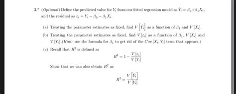 Solved Optional Define The Predicted Value For Y From Chegg