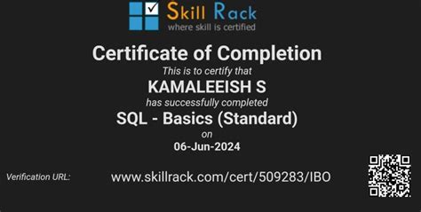 Earned Sql Certification With Skillrack Kamaleeish Sakthivel Posted On The Topic Linkedin