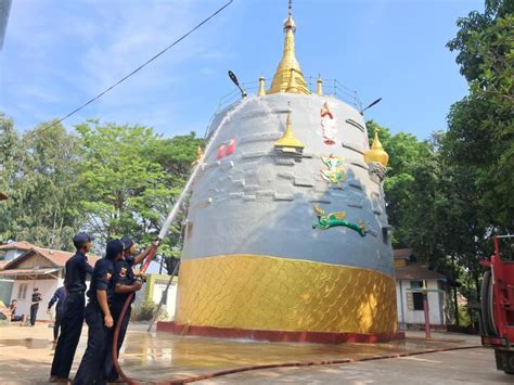 မင်းလှမြို့၌ ၇၈ နှစ်မြောက် မြန်မာနိုင်ငံ မီးသတ်တပ်ဖွဲ့နေ့ အထိမ်းအမှတ် သံဃာတော်များအား အရုဏ်ဆွမ