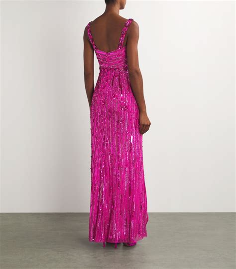 Womens Jenny Packham Pink Sequin Embellished Bright Gem Gown Harrods Us