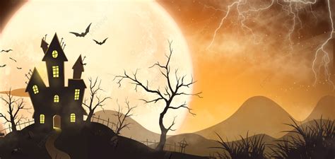 할로윈 성 달 손으로 그린 포스터 배경 할로윈 핼러윈 번개 배경 일러스트 및 사진 무료 다운로드 Pngtree