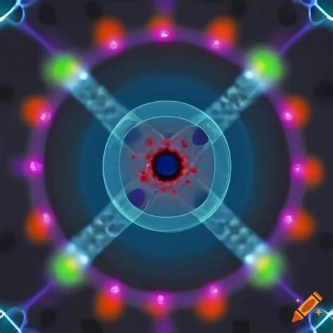 Abstract Representation Of An Atom Nucleus Surrounded By Colored