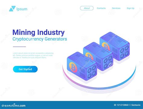 Isometric Bitcoin Miners Computers Vector Mining Stock Vector