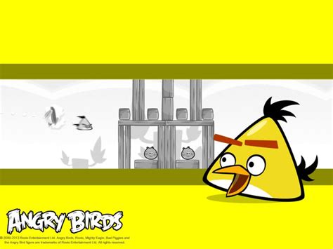 An Angry Bird Is In The Middle Of A Cartoon Scene With Birds Flying Over It