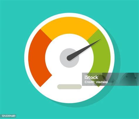 속도계 게이지 다이얼 벡터 아이콘 격리 또는 압력 진행 전원 막대 벡터 플랫 기호 점수 측정 레벨 표시기 또는 성능 규모 미터 현대 디자인의 개념 계기판 측정기에 대한 스톡