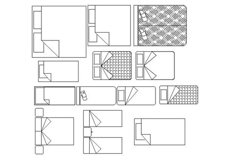 Dwg Cad Blocks Of Modern Beds In Autocad Drawing File