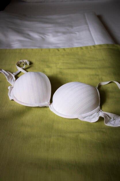 Premium Photo High Angle View Of Bra On Bed