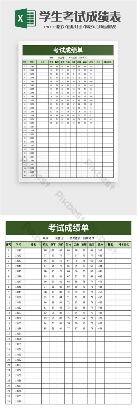 เทมเพลต Excel รายงานการทดสอบนักเรียน เทมเพลต เทมเพลต Excel แบบ Xls ดาวน์โหลดฟรี Pikbest