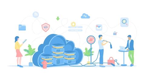 Premium Vector Cloud Computing Cloud Technology Data Storage Hosting Connection Users Work