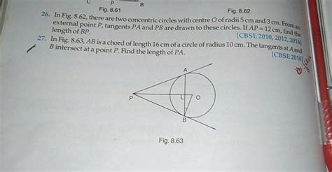 26 In Fig 862 There Are Two Concentric Circles With Centre O Of Radii