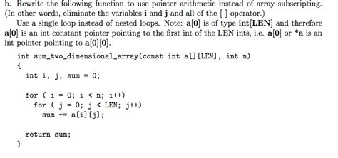 Solved B Rewrite The Following Function To Use Pointer