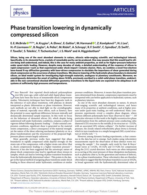 Phase Transition Lowering In Dynamically Compressed Silicon Request Pdf