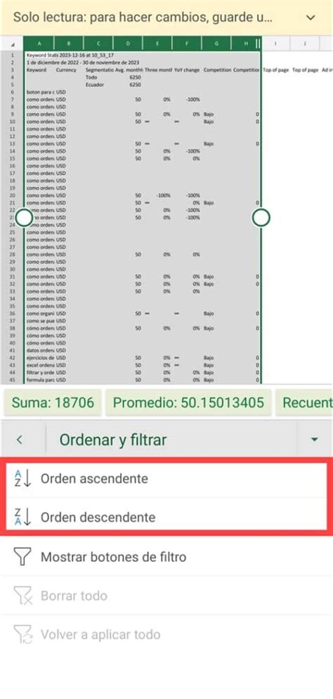 Ordenar datos en Excel de forma ascendente varios criterios fórmula etc