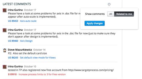 How To View My Personal Recent Activity Targetprocess Visual Management Software
