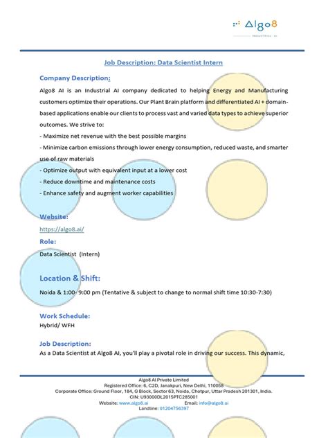 Jd Data Scientist General Intern 1 2 Pdf