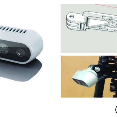 a the visual depth camera sensor intel realsense d435 b mounting