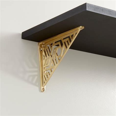 Signature Hardware Hendrox Solid Brass Shelf Bracket Satin Brass