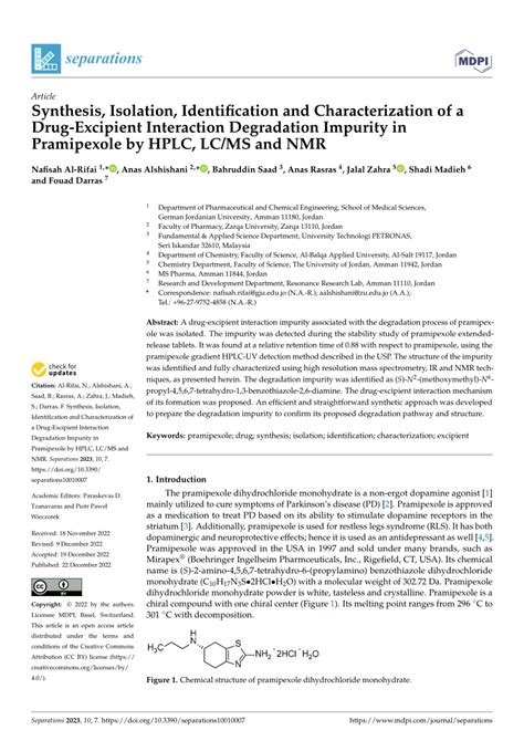 Pdf Synthesis Isolation Identification And Characterization Of A Drug Excipient Interaction