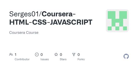 Github Serges01coursera Html Css Javascript Coursera Course