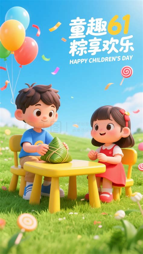 3d渲染ai数字艺术 端午节和儿童节的海报设计 Ai插画免费下载png格式1872像素编号72582265 千图网