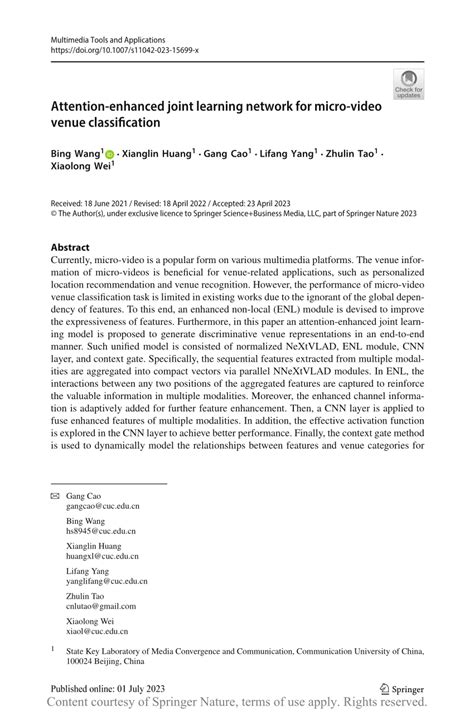 Attention Enhanced Joint Learning Network For Micro Video Venue Classification Request Pdf