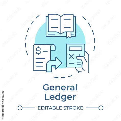 General Ledger Soft Blue Concept Icon Banking Statement Calculation Business Accounting