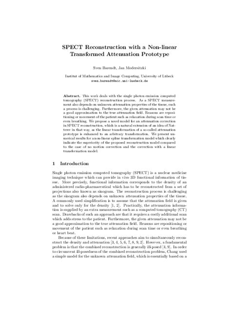 Pdf Spect Reconstruction With A Non Linear Transformed Attenuation