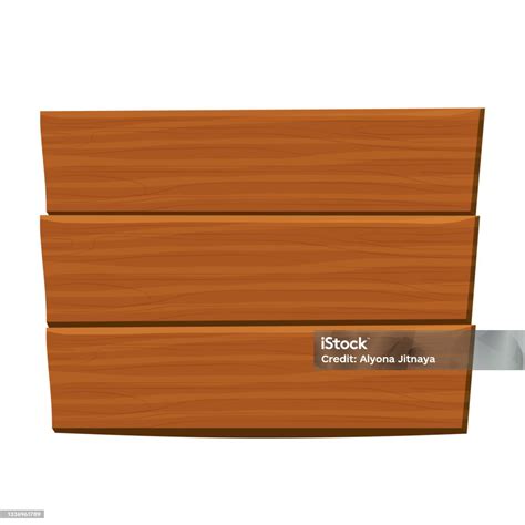 흰색 배경에 고립 된 만화 스타일의 나무 표지판 배너 나무 빈 판자 게임 자산 Ui 요소 질감 소재 마사지 장식프레임 벡터 일러스트레이션 목재 재료에 대한 스톡 벡터 아트