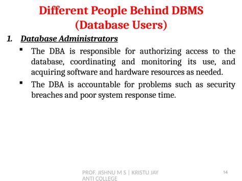 Database Management System Unit 1 Prof Jishnu M S Ppt