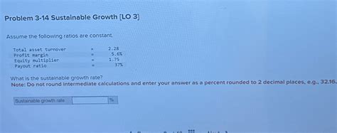 Solved Problem 3 14 ﻿sustainable Growth [lo 3]assume The