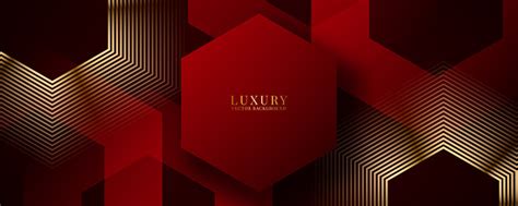 3d 레드 럭셔리 추상 배경은 황금 육각형 선으로 어두운 공간에 겹쳐져 장식 효과를 냅니다 현대적인 그래픽 디자인 요소 컷아웃 모양 스타일 개념 웹 배너 전단지 카드 또는