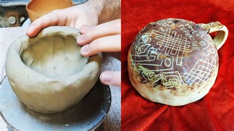 Виготовлення ліпна глиняна чашка ручної роботи Виготовлення під музику Youtube