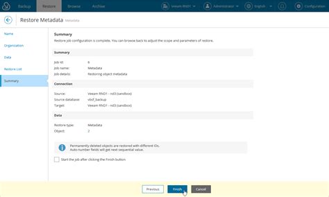 step 6 finish working with wizard veeam backup for salesforce user guide