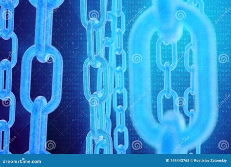 3d Illustration Digital Blockchain Code Chain Links Network Binary