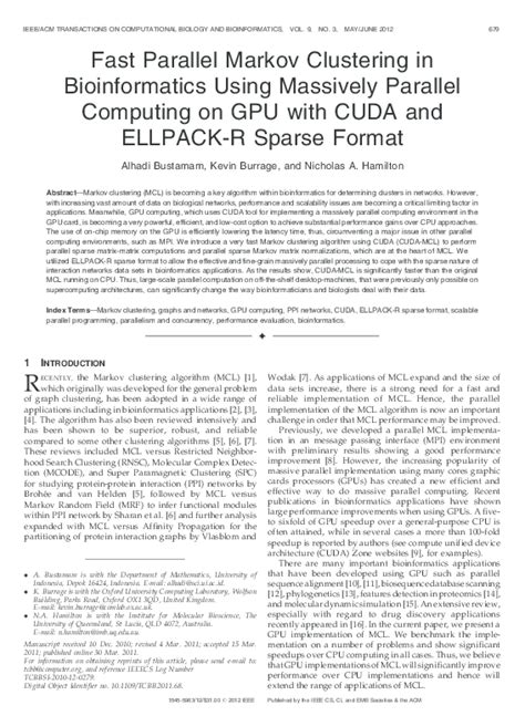 pdf fast parallel markov clustering in bioinformatics using massively