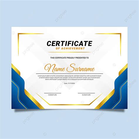 Blue Certificate Template Border With Elegant Style Vector Template