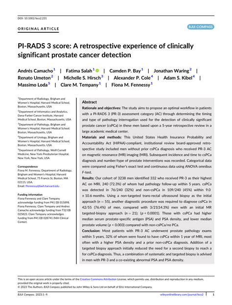 pdf pi‐rads 3 score a retrospective experience of clinically