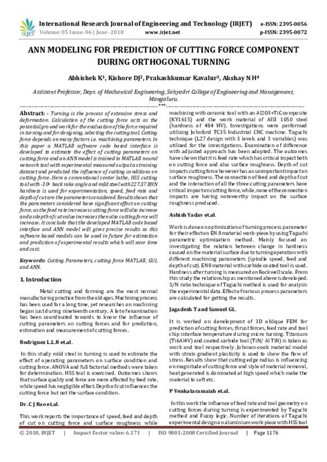 Pdf Irjet Ann Modeling For Prediction Of Cutting Force Component During Orthogonal Turning