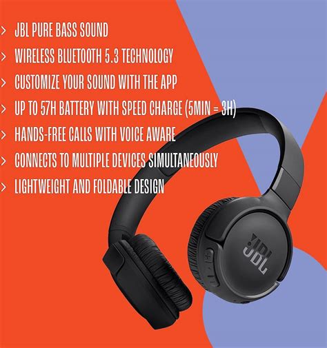 JBL Tune BT Wireless On Ear Headphones Pure Bass Sound H Battery With Speed Charge Hands
