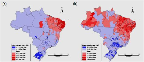 Standard Deviation Of The Imr In 1980 A And 2000 B Source Download Scientific Diagram