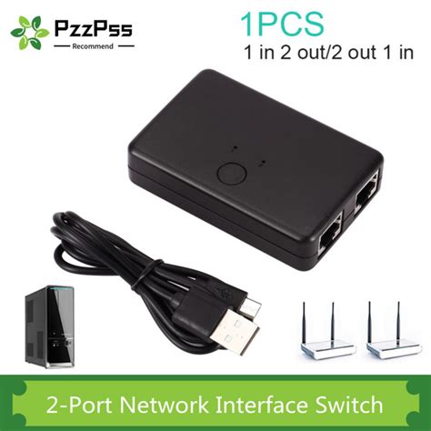 Pzzpss 2 Ports Rj45 Cat6 Lan Hub Network Switch Box Selector For Laptop 2 In 1 Out Ethernet