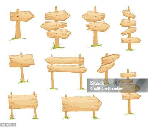 간판 생성 집합입니다 나만의 디자인을 구축하세요 다른 모양과 크기의 나무 보드 만화 스타일 일러스트 조언에 대한 스톡 벡터 아트 및 기타 이미지 Istock