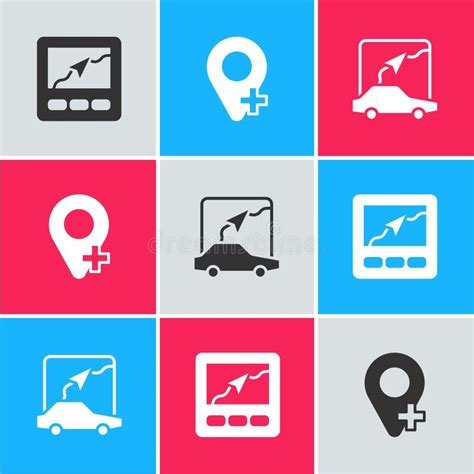 Set Gps Device With Map Location And City Navigation Icon Vector Stock Vector Illustration