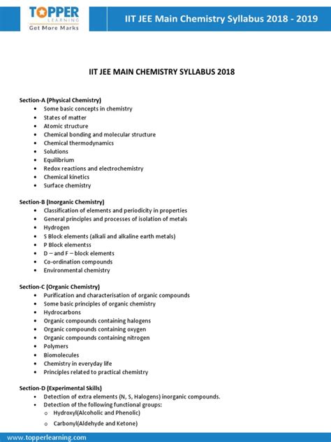 Syllabus Iit Jee Main Chemistry 20181031165822 Pdf Inorganic Chemistry Chemistry