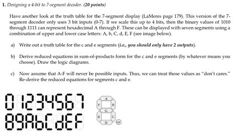 SOLVED 1 Designing A 4 Bit To 7 Segment Decoder 20 Points Have Another Look At The Truth